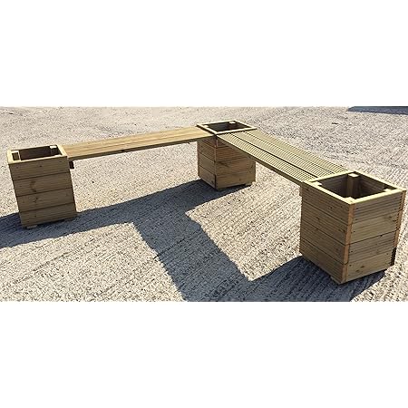 Ruby Large Square Decking Wooden Garden Corner Bench with Planters Combination Seat : Amazon.co ...