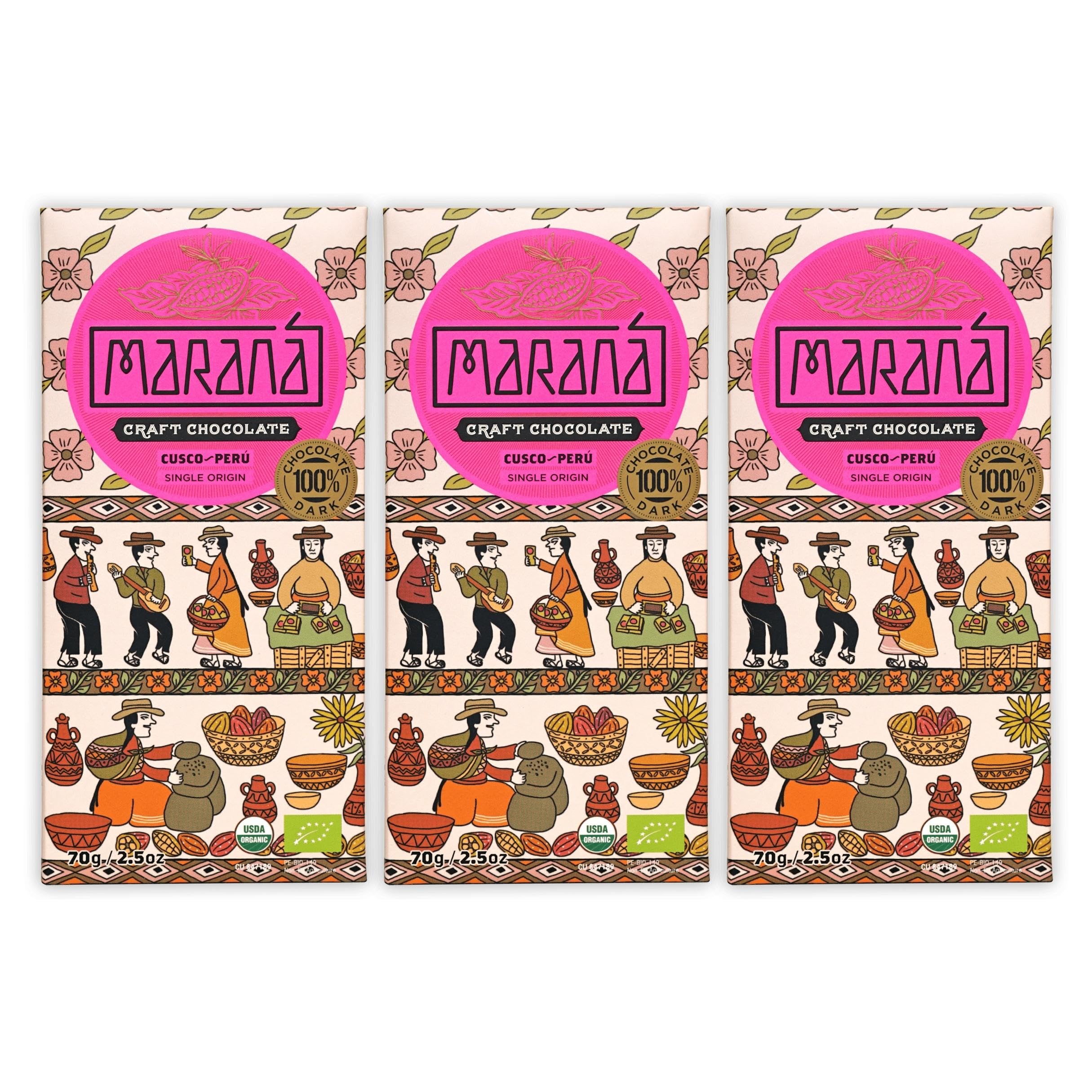 Amazon.com : Marana Chocolate Dark 100% Cacao | Organic Peruvian ...