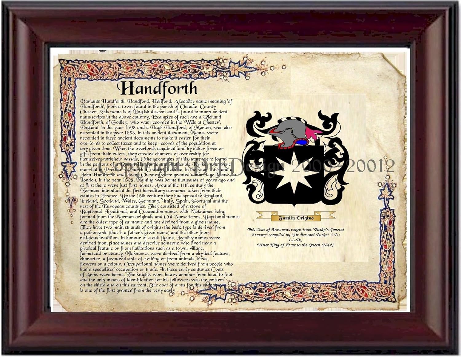 Amazon.com: Handforth Coat of Arms/ Family Crest on Fine Paper and ...