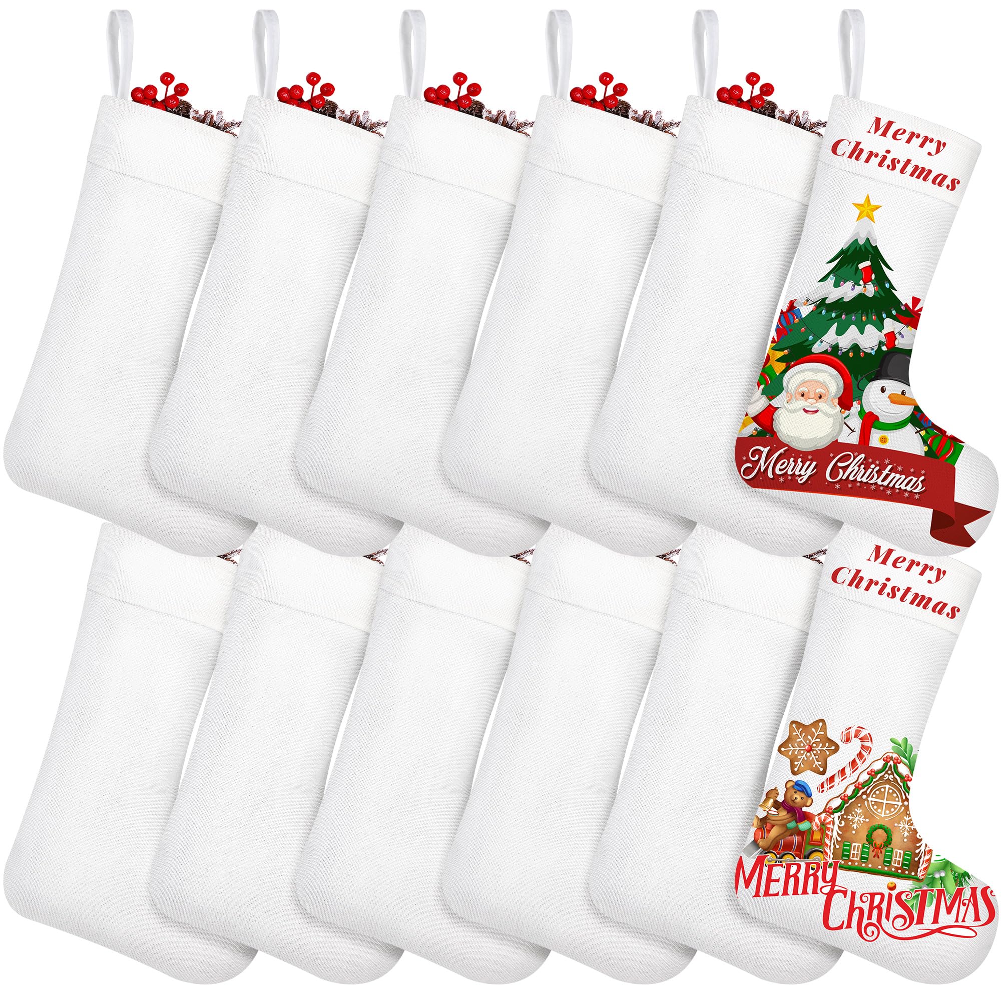 Amazon.com: Aodaer 12 Pieces Plain Christmas Sublimation Burlap ...
