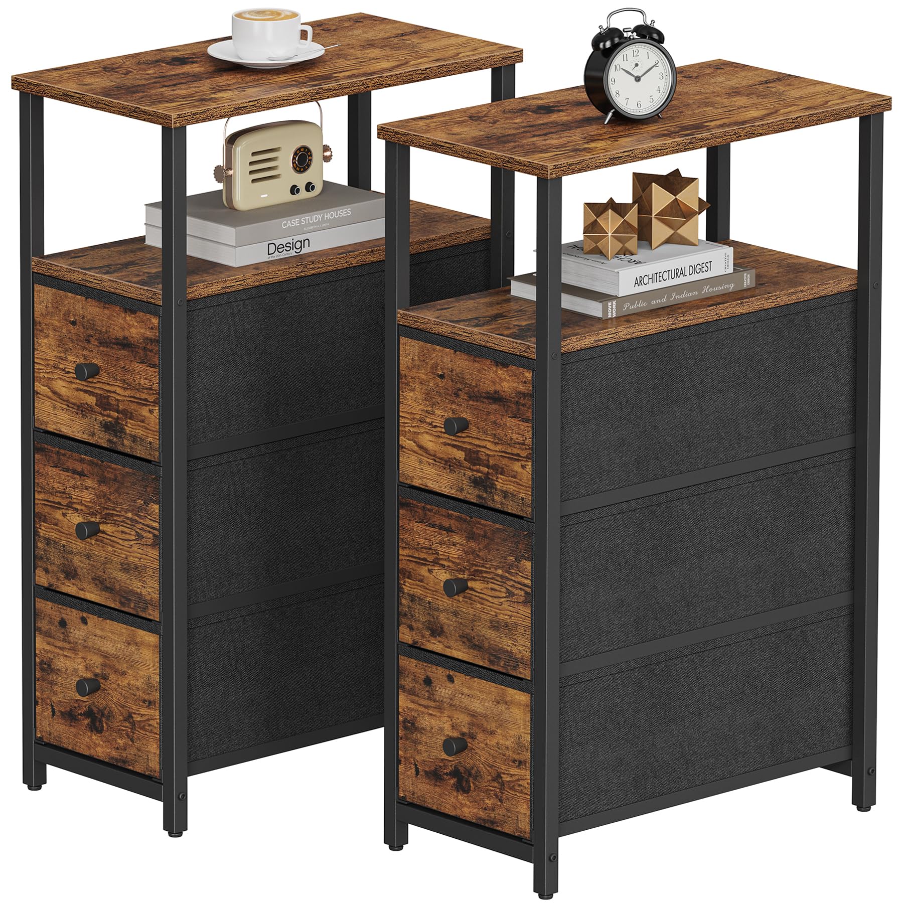 Amazon.com: TUTOTAK Narrow End Table, Tall Side Table with 3 Fabric ...