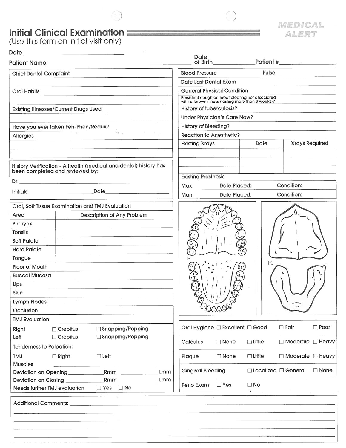 Doctor Stuff - Dentist Office Forms, Dental Patient Initial Clinical ...