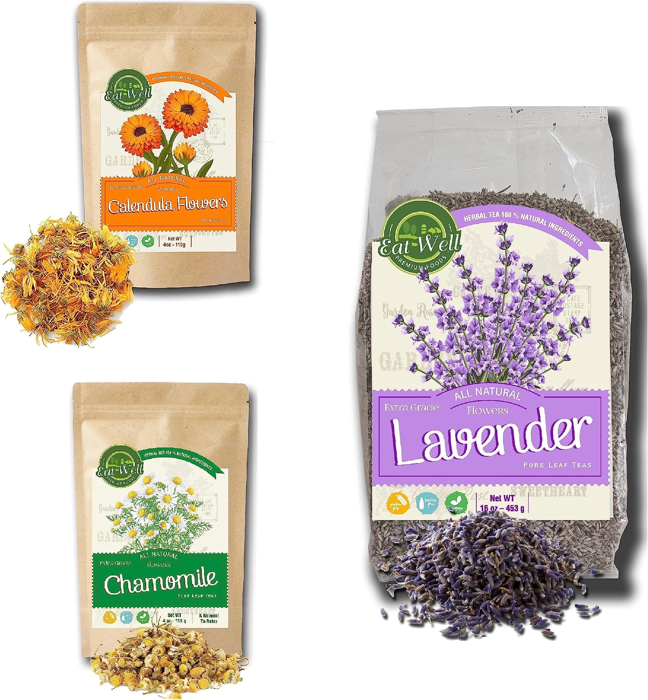 Amazon.com : Eat Well Premium Foods Herbal Tea Bundle Pack of Dried ...