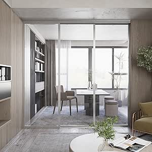 Amazon.com: 3-Panel Clear Glass Sliding Room Divider - Tempered Glass ...