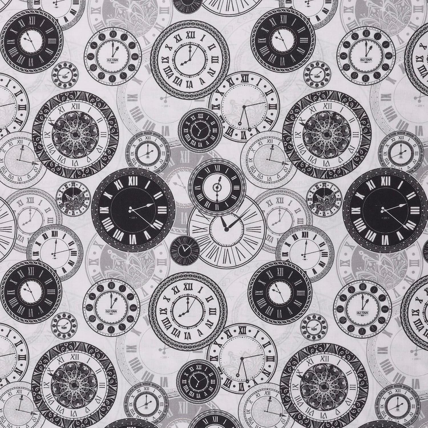 Amazon.com: Mook Fabrics Cotton Clocks 1121, White Cut by The Yard ...