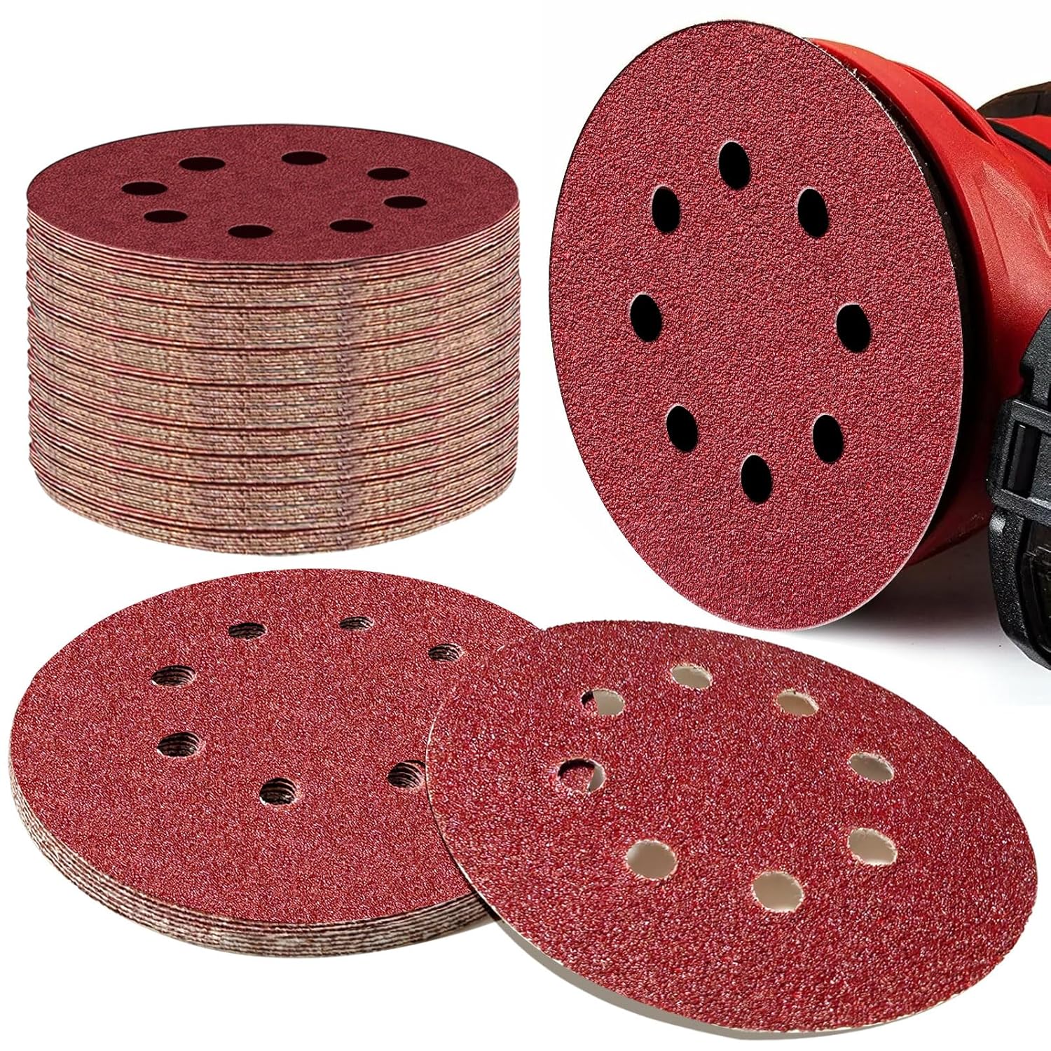 60 PCS 5 Inch Sanding Discs – Hook and Loop Sandpaper Set for Random ...