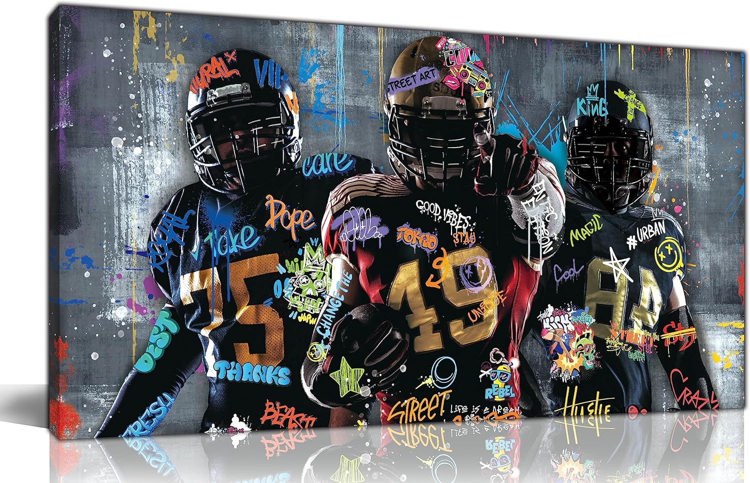 Amazon.com: CANEITO Graffiti Rugby Wall Art for Living Room, Large ...