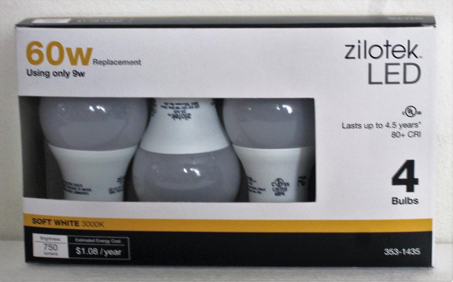 Zilotek 60W (9W) LED Soft White, 3000K, 750 Lumens, 4 Bulbs - - Amazon.com