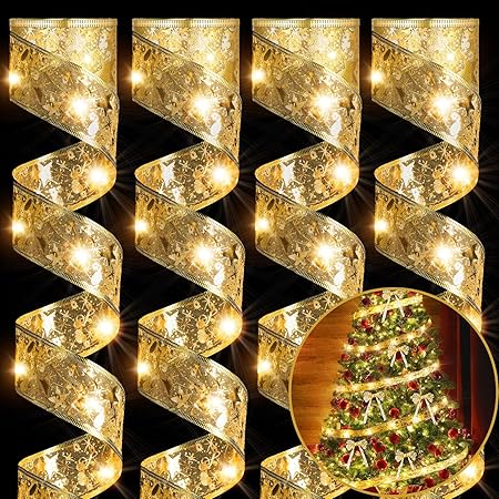 Amazon.com: 4 Pcs Christmas Ribbon Lights 78.7ft 240 LED Lights ...