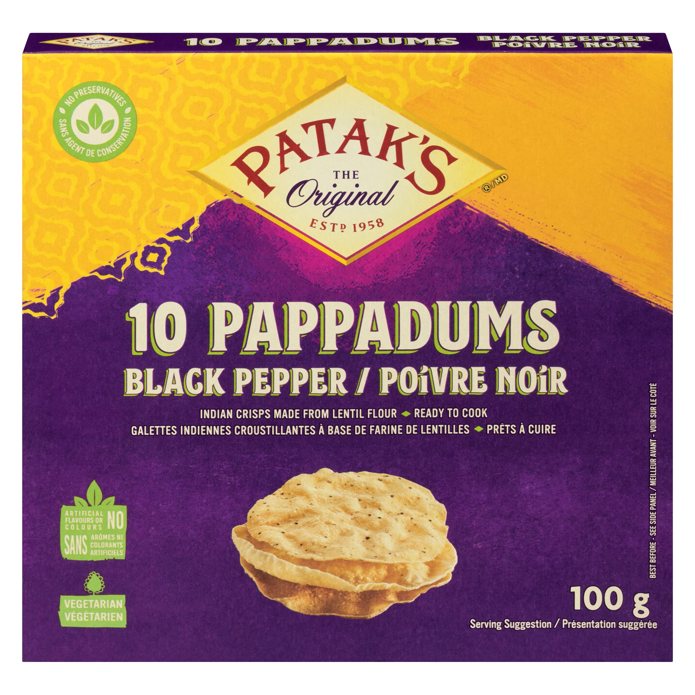 Patak's, Pappadums, Black Pepper, Indian Crisps, Crispy Flatbreads ...