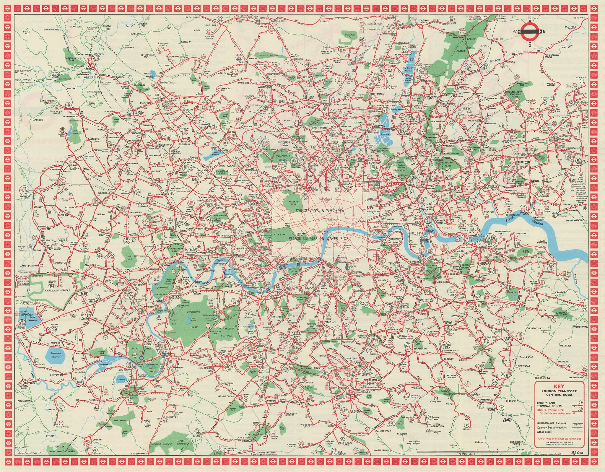 Buy London Transport Central Buses and List of Routes. Lewis #2-1969 ...