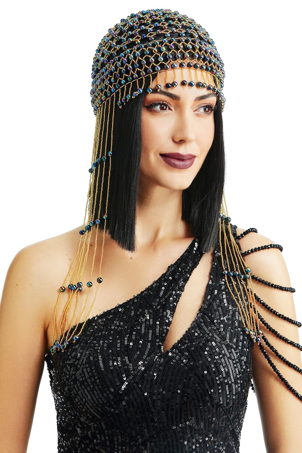 BABEYOND 1920s Pearl Flapper Cap Headpiece Roaring 20s Gatsby Pearl ...