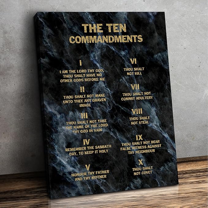 Amazon.com: CP CANVASPATH The Ten Commandments(Black Texture) Giclee ...