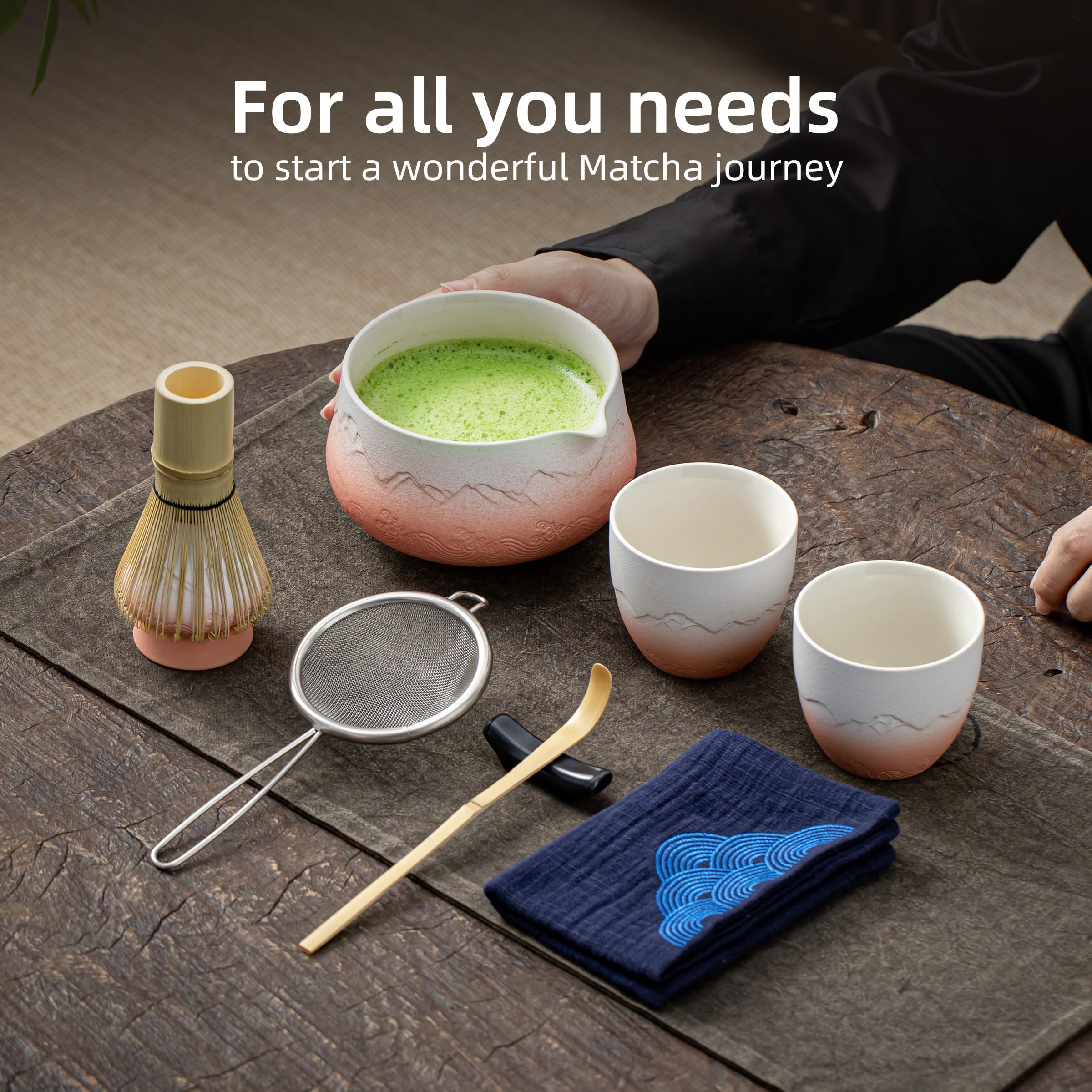 Matcha Set Whisk And Bowl Matcha Sifter 7Pcs Japanese Matcha Tea Set ...