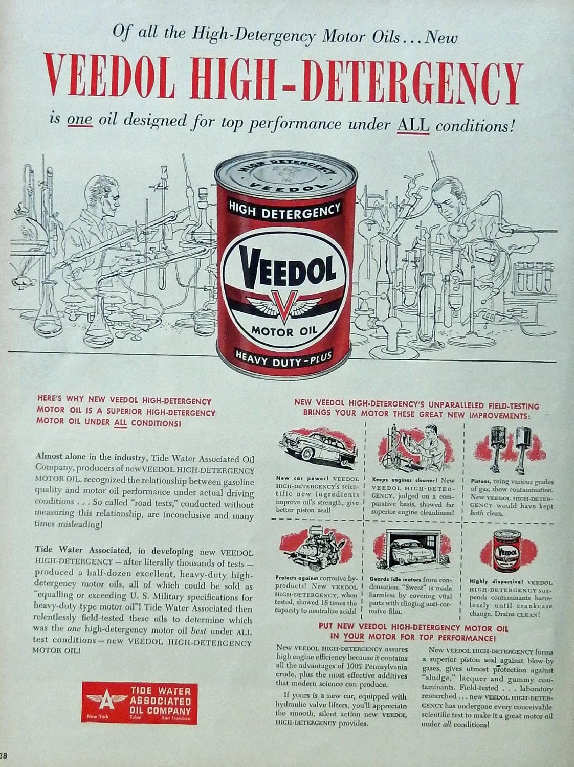 Amazon.com: Veedol Motoe Oil, 50's Print ad. color Illustration. Scarce ...
