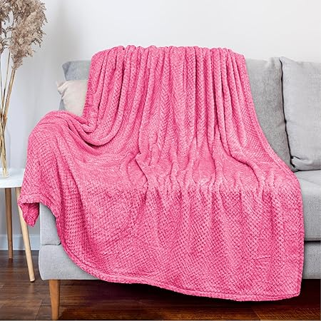Amazon.com: PAVILIA Hot Pink Throw Blanket for Couch Bed, Soft Fleece ...