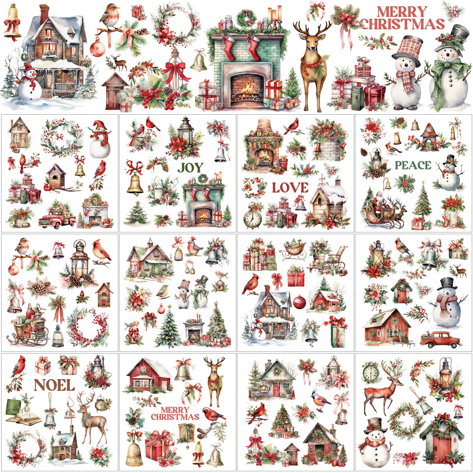 Amazon.com: BBTO 12 Sheets Christmas Rub on Transfers for Crafts and ...