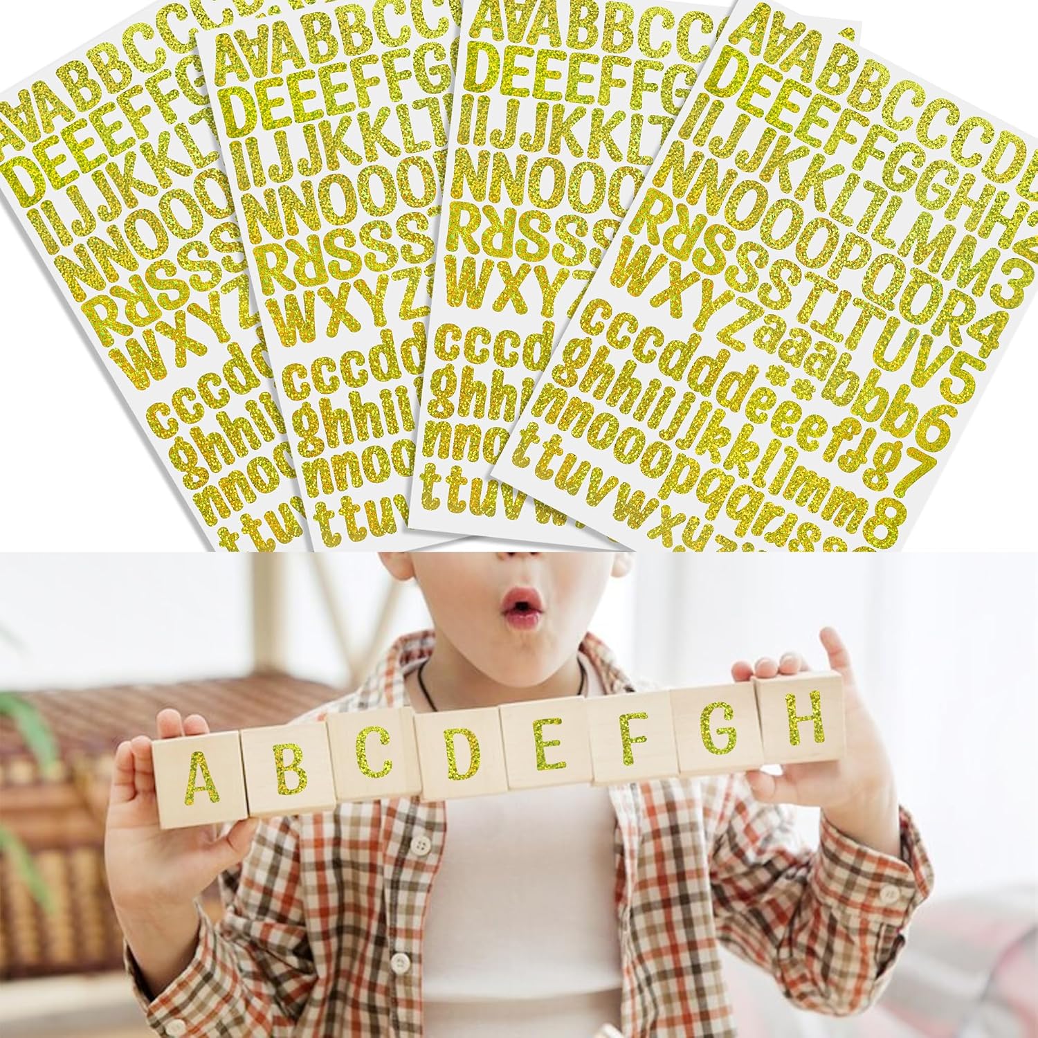 Amazon.com: Fssqii 504pcs Laser Shiny Letter Number Alphabet Vinyl ...