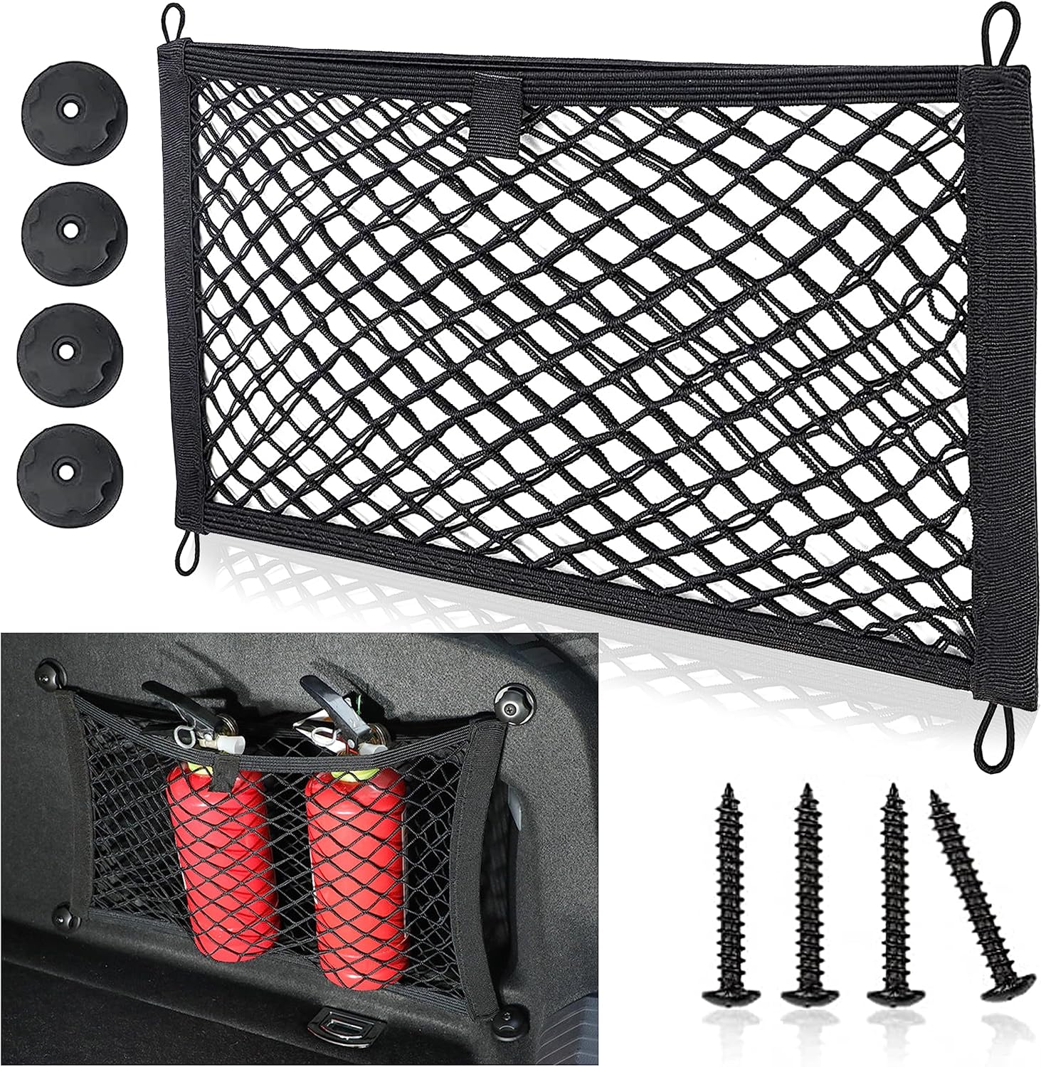 Car Storage Net, Car Cargo Rear Trunk Seat Net Elastic Mesh Bag Boot ...