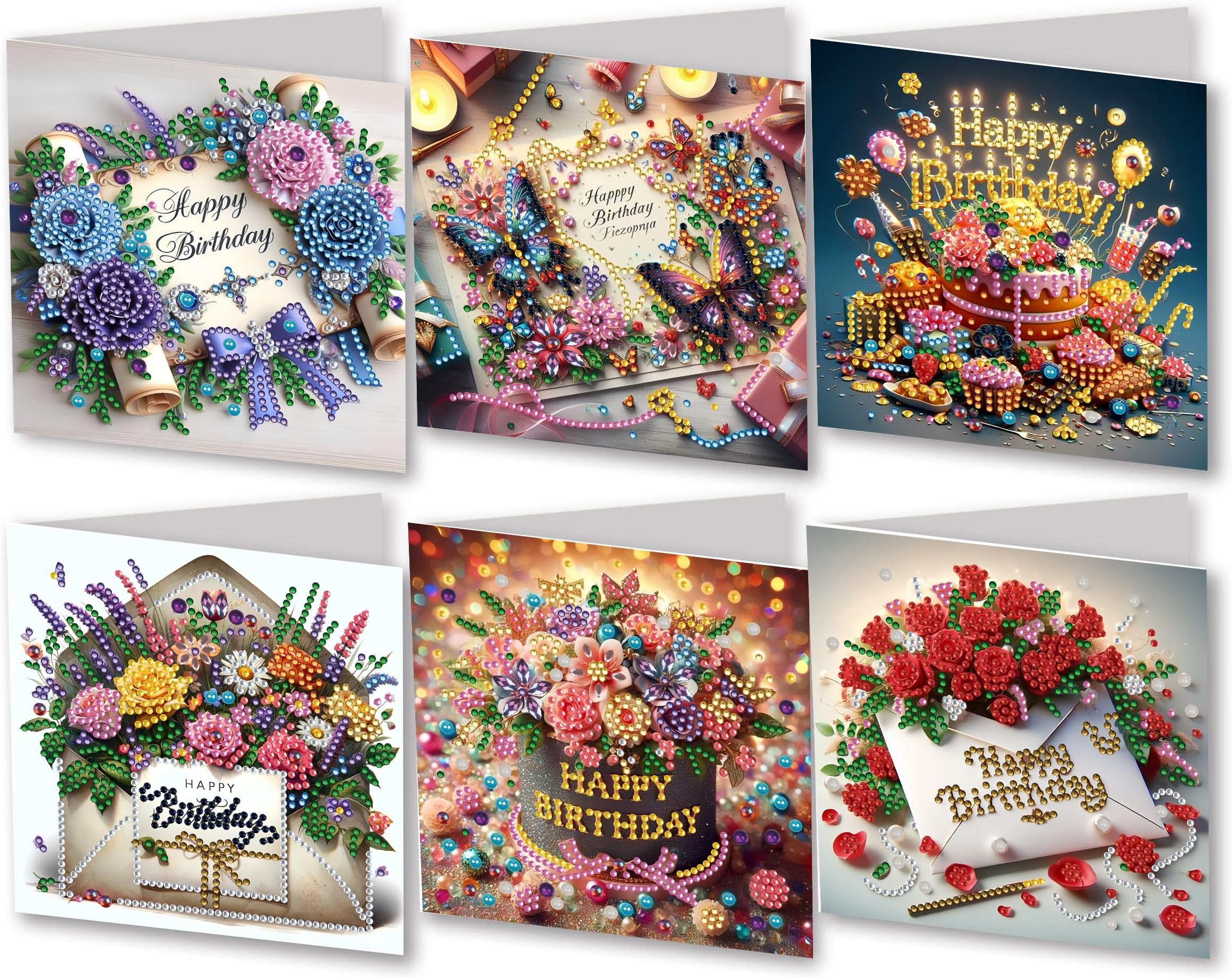 Amazon.com: DIY Birthday Cards - 12 pcs 5D Special Shaped Diamond ...