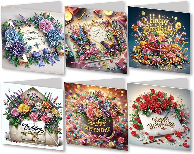 Amazon.com: JJFox 6 Packs DIY 5D Diamond Painting Cards Kits for Adults ...