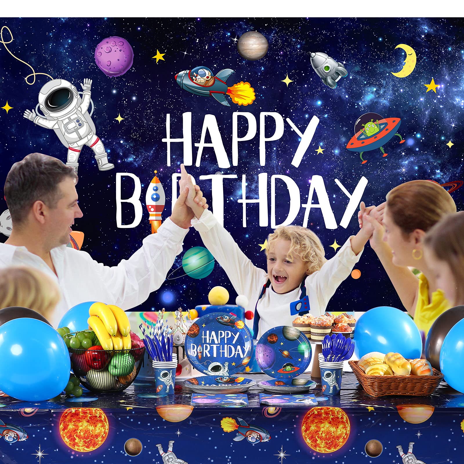 150 Pieces Outer Space Party Supplies Galaxy Birthday Party Decorations ...