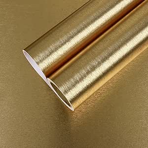 CHIHUT 12"x100" Brushed Stainless Steel Gold Contact Paper Peel and ...