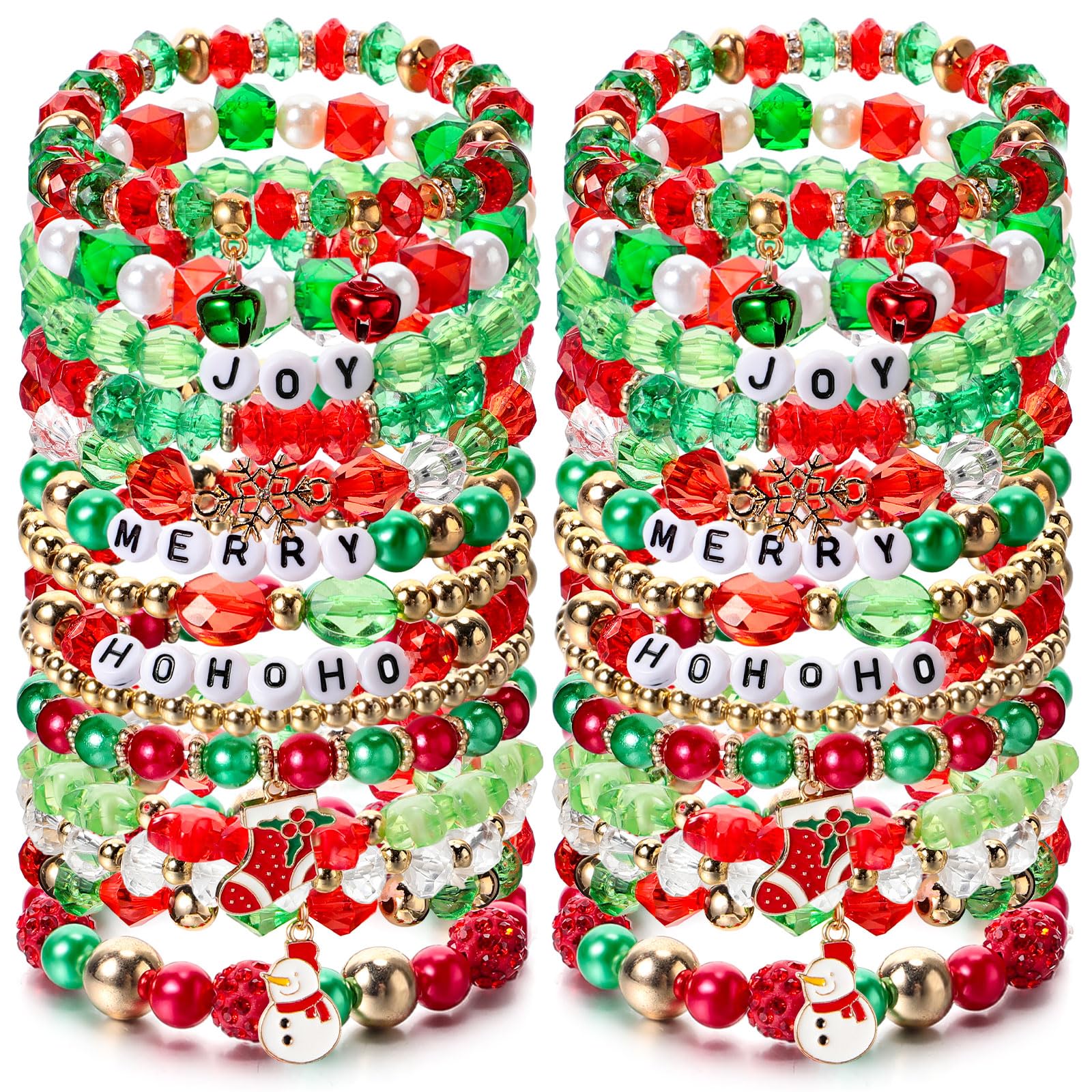 Amazon.com: Huquary 32 Pcs Christmas Beaded Bracelets Snowflake Boots ...