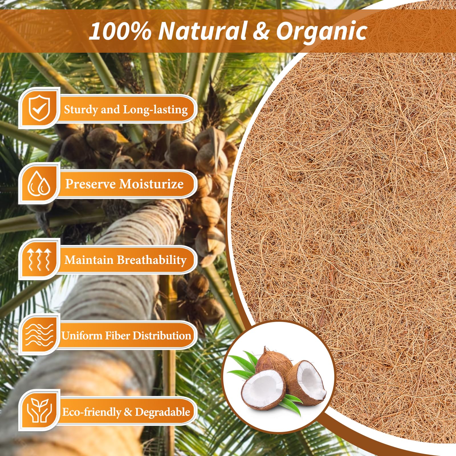 Snapklik.com : 1 Pack Natural Coco Liner Roll, 16x80 Inch Coconut ...
