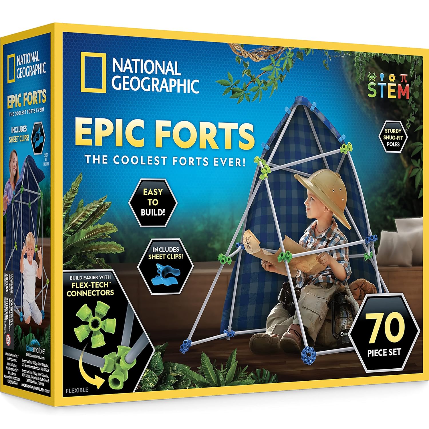 Buy NATIONAL GEOGRAPHIC Kids Fort Building Kit - 70-Piece Indoor Fort ...
