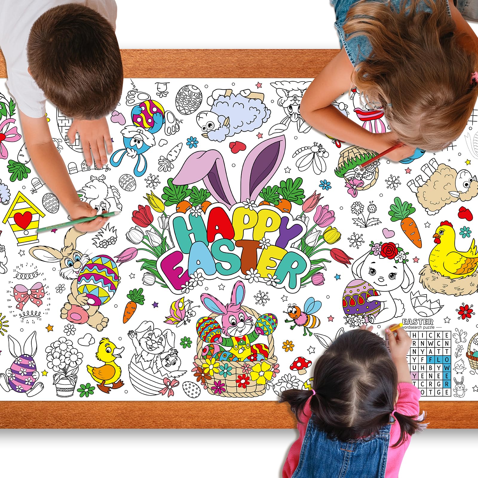 Amazon.com: Easter Large Coloring Poster for Kids, Happy Easter Jumbo ...