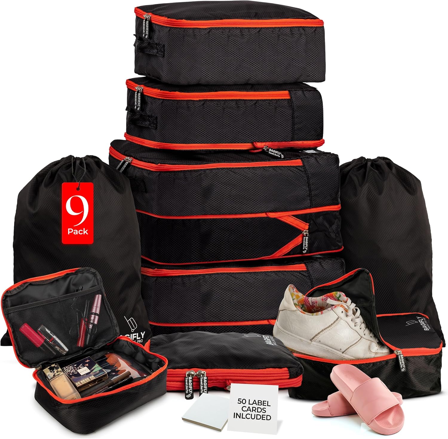 Amazon.com: BAGIFLY 9 Set Compression Packing Cubes for Travel ...