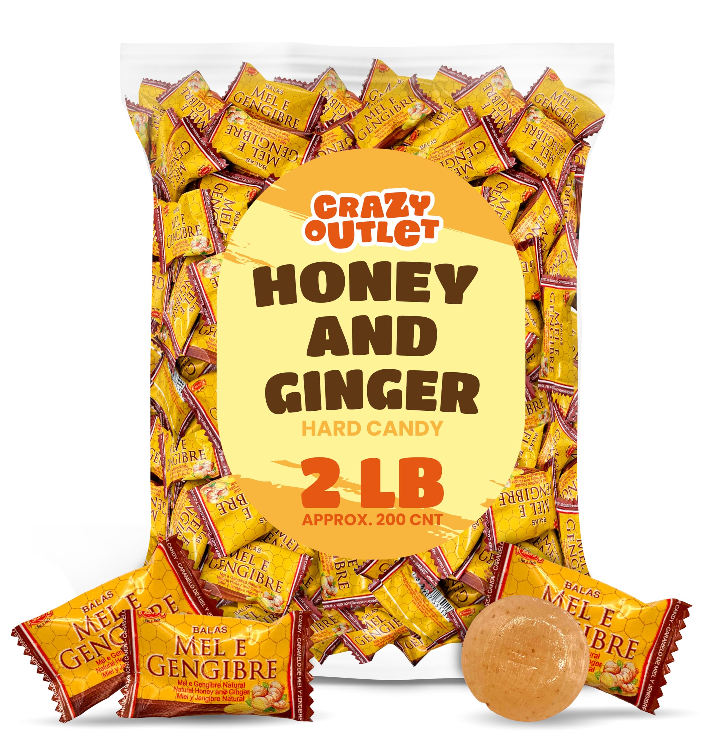 Amazon.com : Honey Ginger Hard Candy, Individually Wrapped, Bulk Pack 2 ...