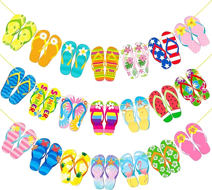 Amazon.com: Flip Flop Party Banner Summer Slippers Party Decorations ...