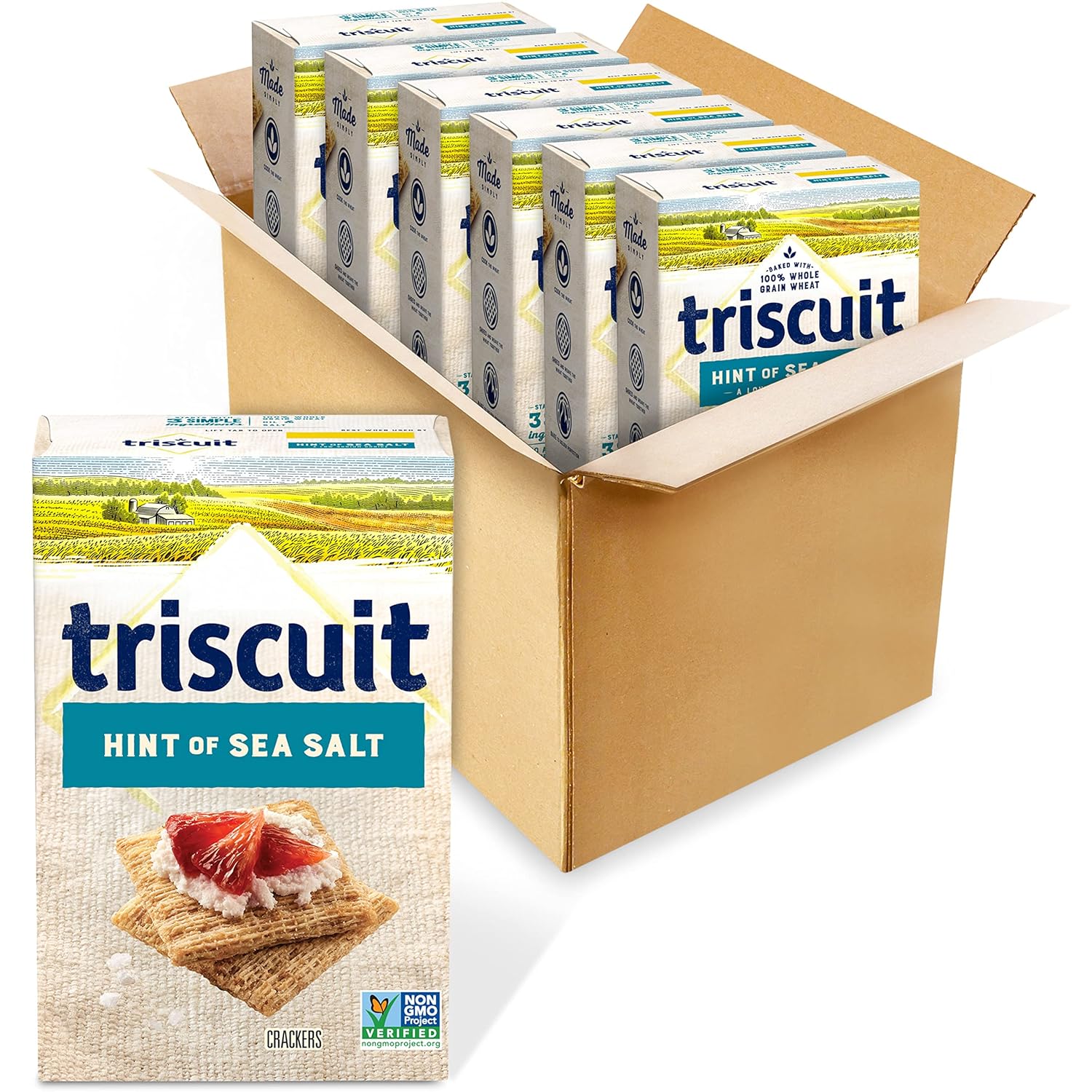 Amazon.com: Triscuit Hint of Sea Salt Whole Grain Wheat Crackers, Vegan ...