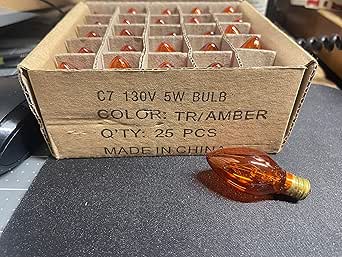 25 Pack C7 Replacement Bulbs, Outdoor Crafts and Christmas String Light ...