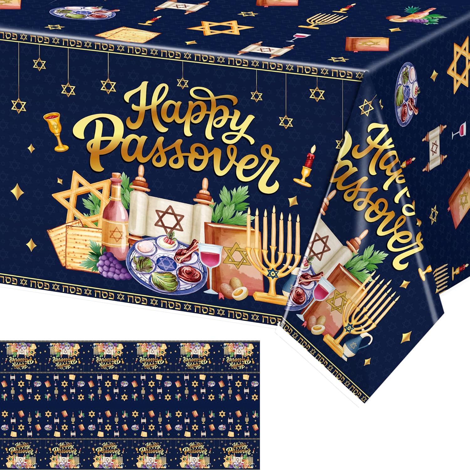 Amazon.com: tineit 3 Pieces Passover Tablecloth, Passover Decorations ...