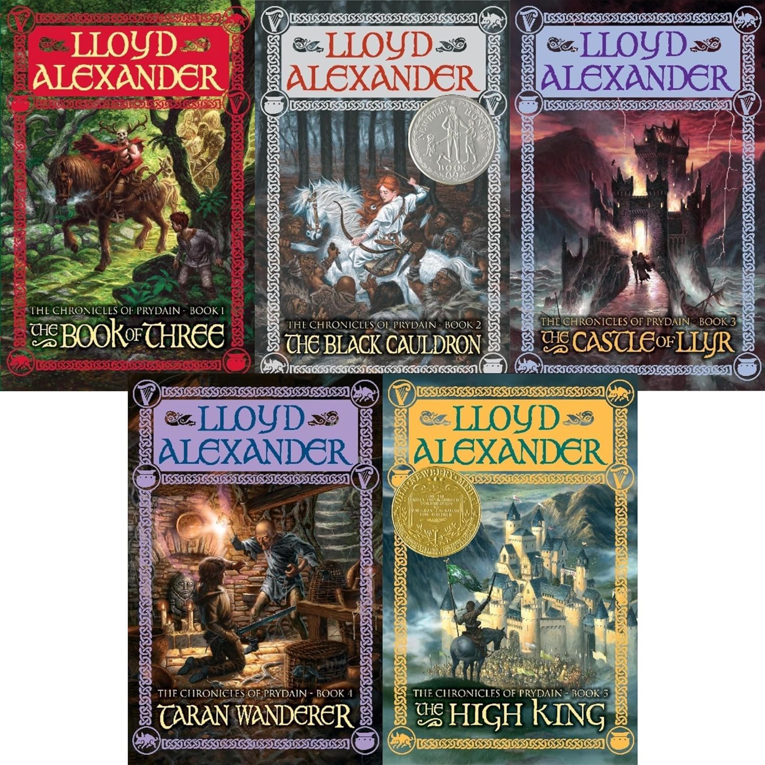 The Chronicles of Prydain 5 Volume Set:The Book of Three, The Black ...