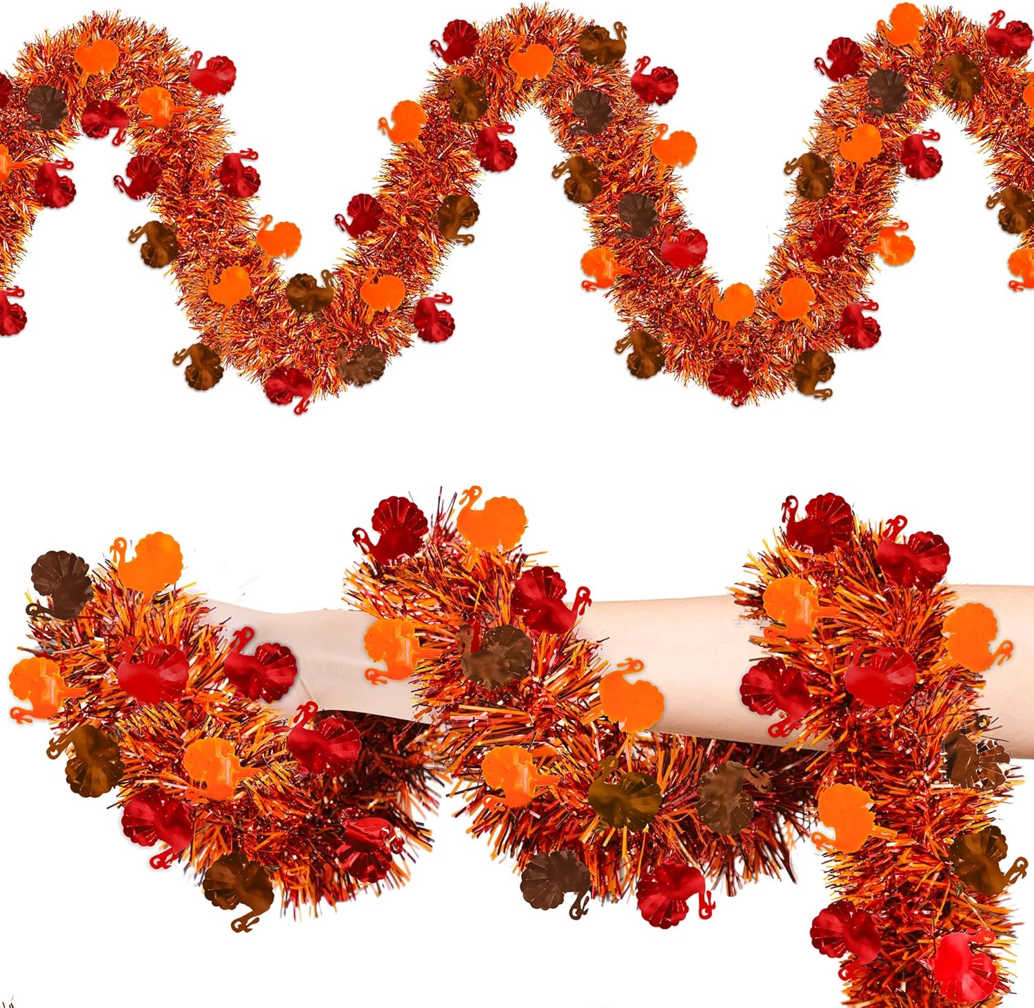 Amazon.com: 50Ft Thanksgiving Tinsel Garland Decorations with Turkey ...