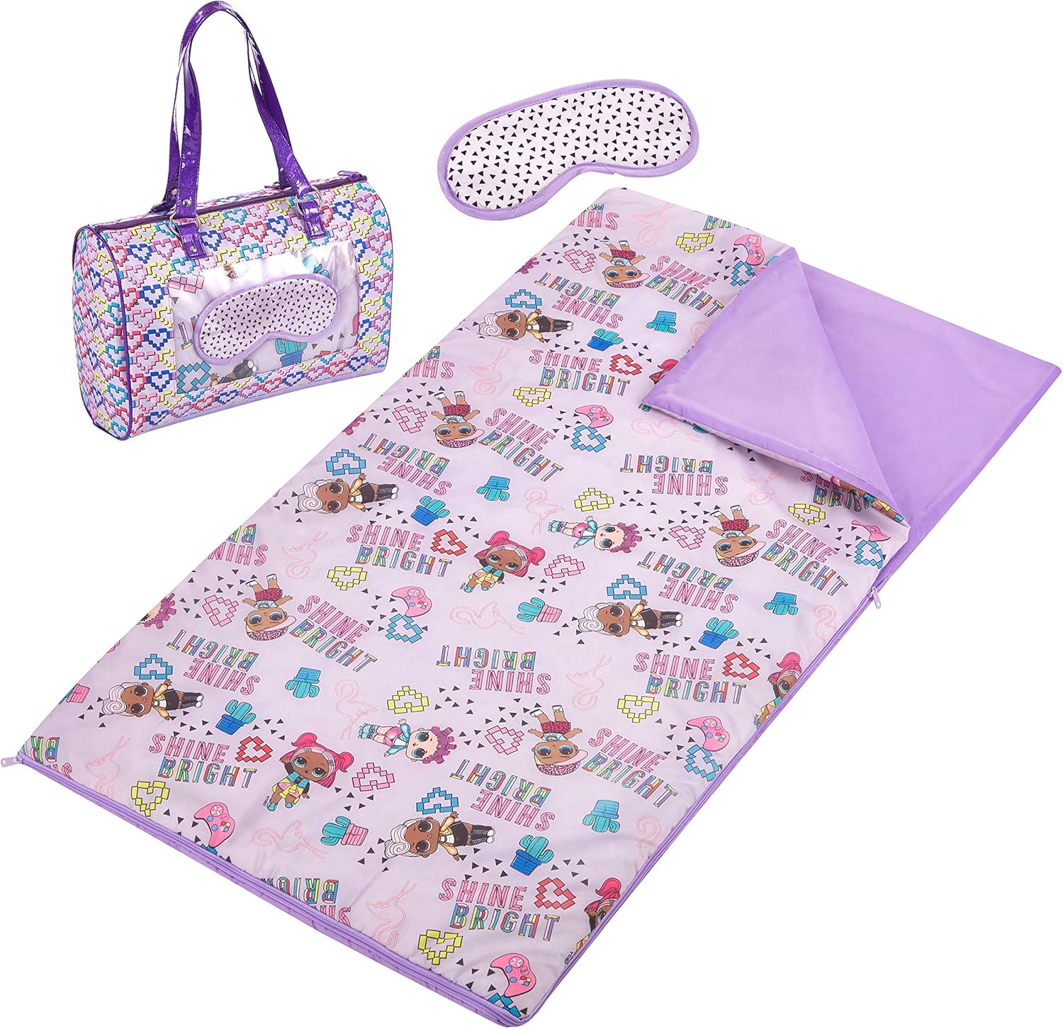 LOL Surprise Indoor Sleepover Purse & Eye Mask Set, Pink, 46"x26 ...