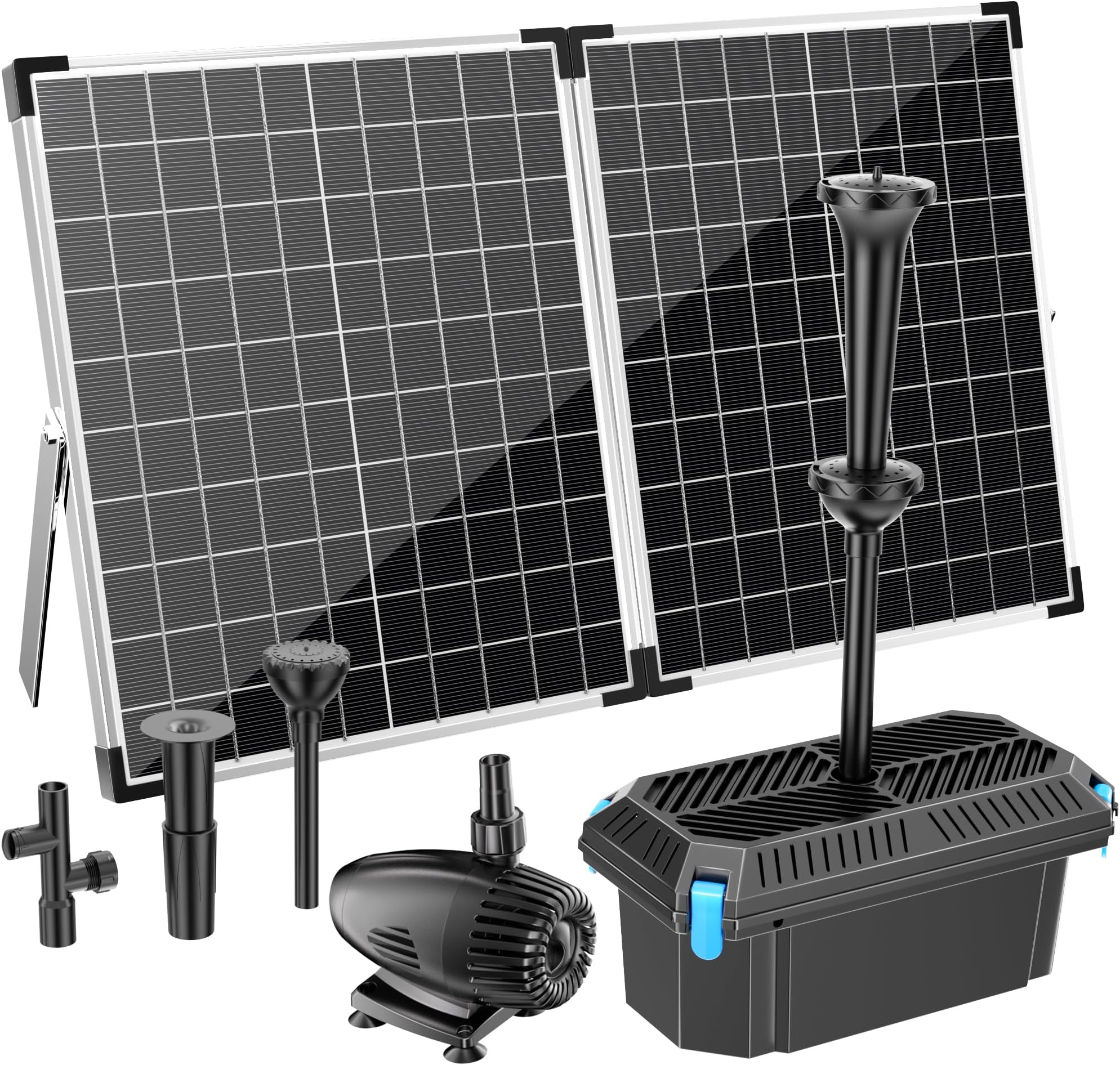 Amazon.com: Antfraer Solar Fountain Pump with Pond Filter Kit, 55W ...