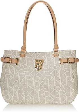 Calvin Klein Modena Monogram Shopper, Dot Almond/Khaki: Handbags ...