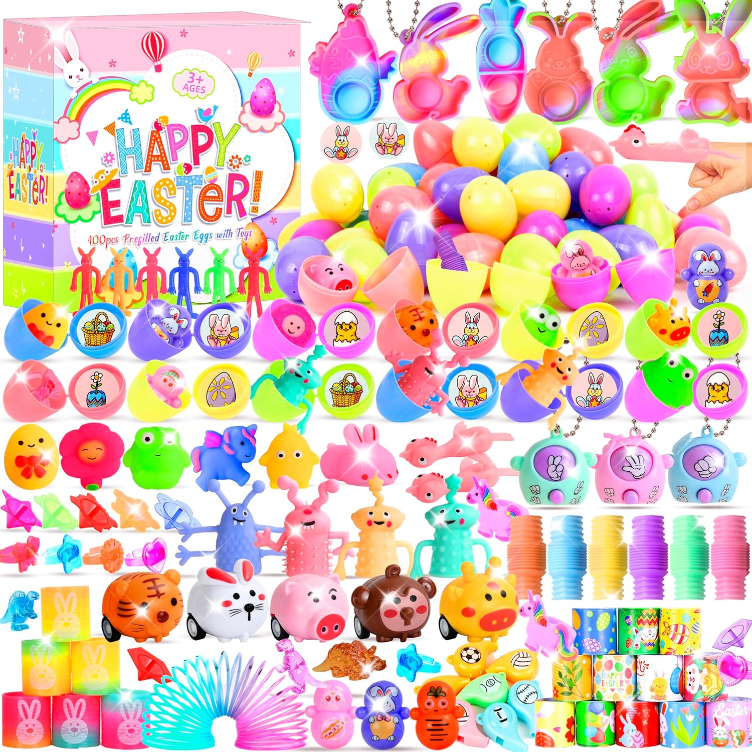 Amazon.com: 200 Pcs Prefilled Easter Egg Toys Set Include 100 Pastel ...