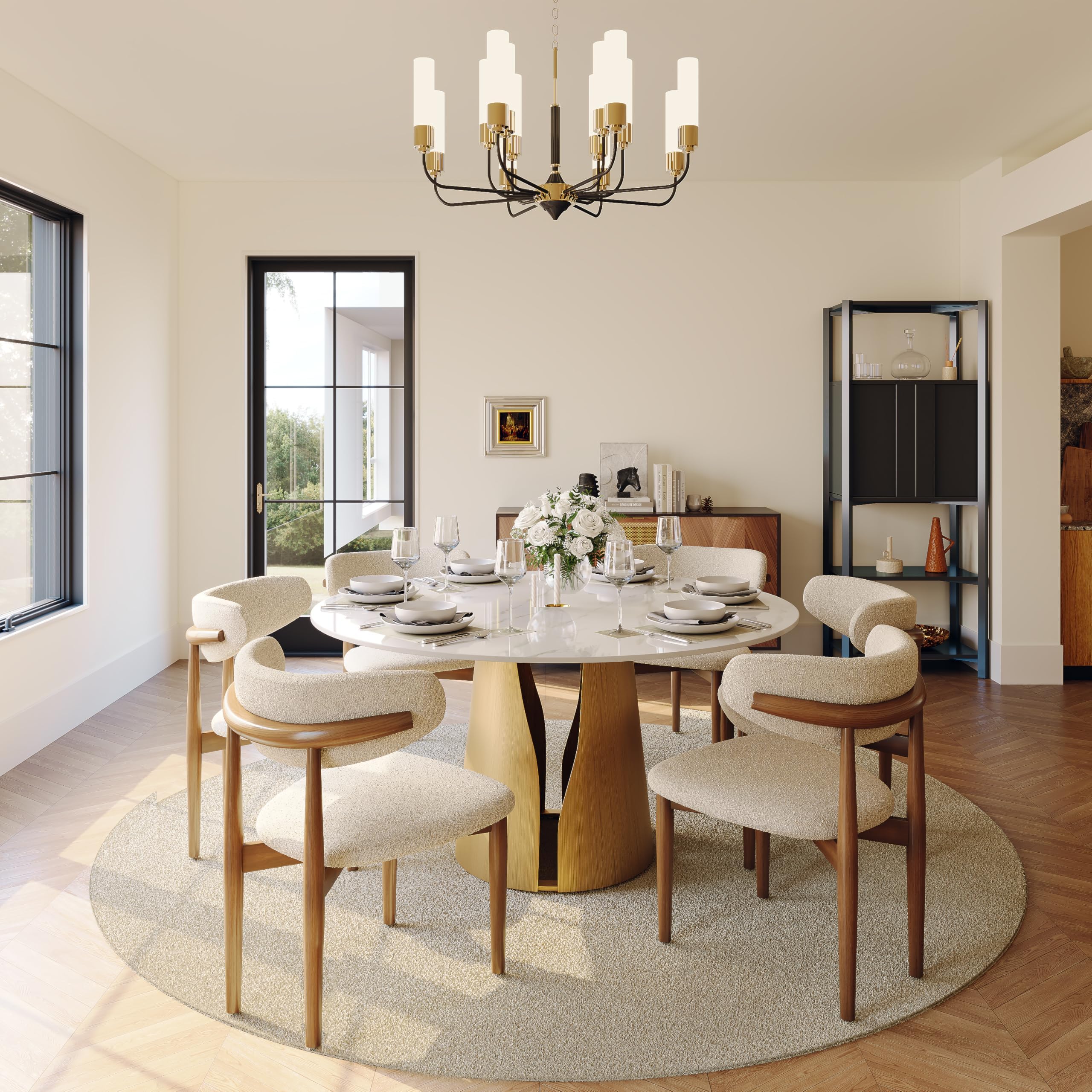 Amazon.com - LAKIQ Modern Round Dining Table 35.5’’ Wide Pedestal ...