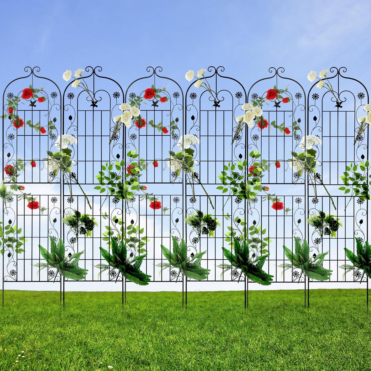 Amazon.com : Blulu 6 Pack 87" H x 20" W Metal Trellis for Climbing ...