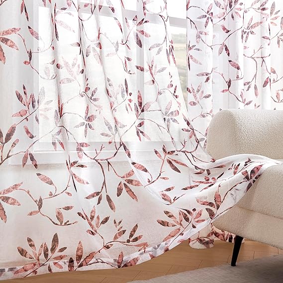Amazon.com: ZIVRDXSU Floral Sheer Curtains 84 Inches Long for Living ...