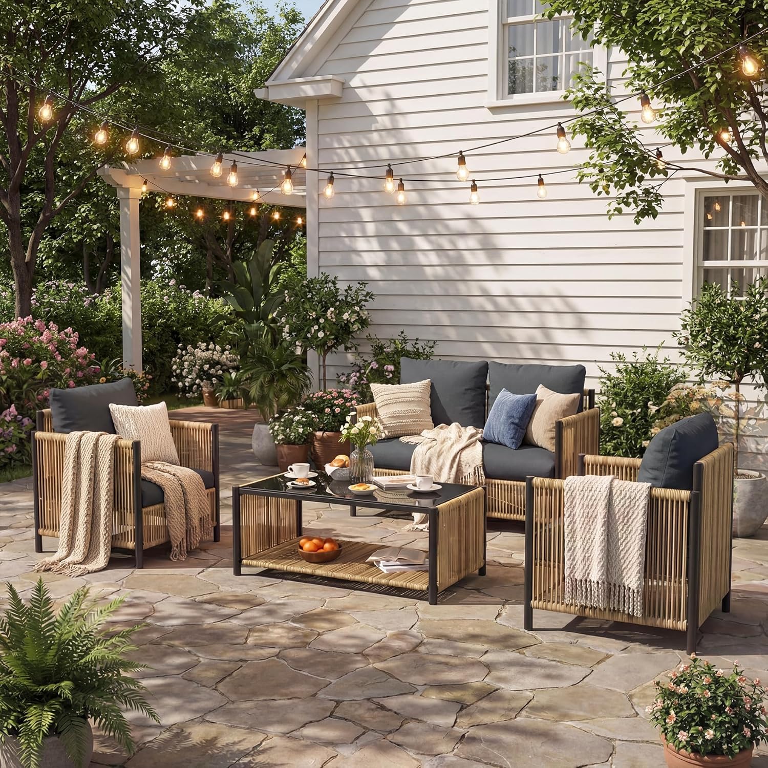 Amazon.com: Breezluxe Aluminum Outdoor Patio Furniture Set - 2 Pcs ...