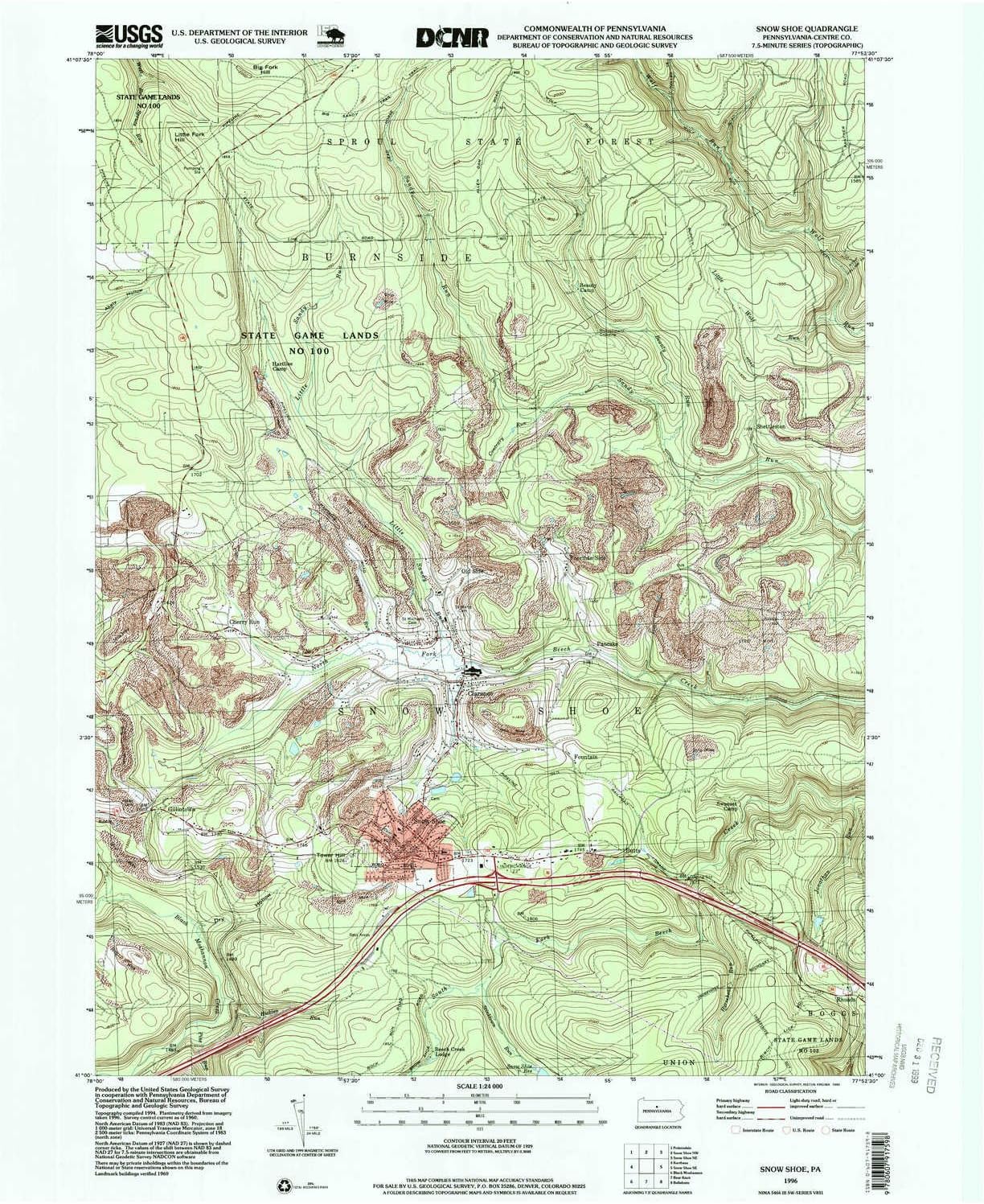 Amazon.com : YellowMaps Snow Shoe PA topo map, 1:24000 Scale, 7.5 X 7.5 ...