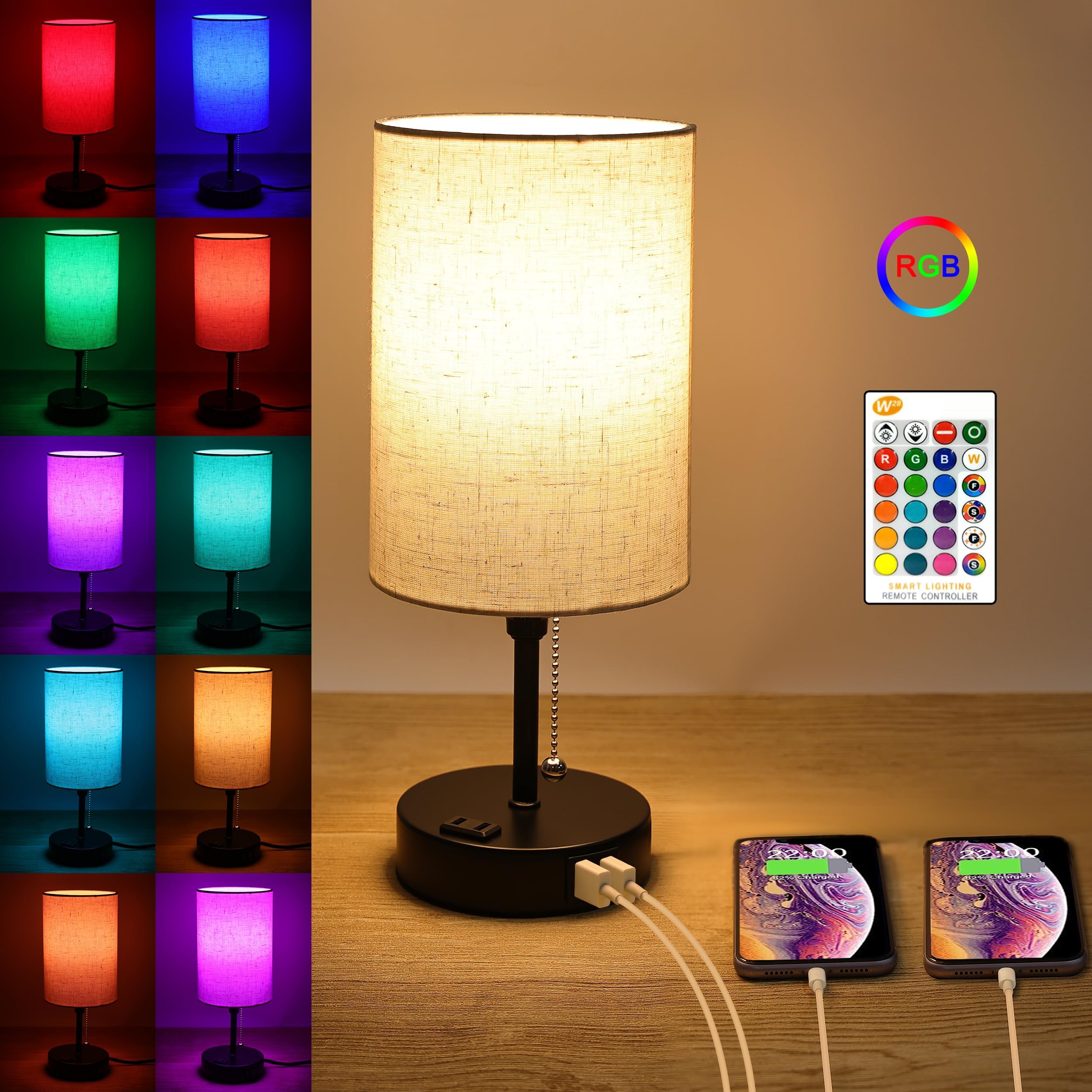 TCEUMIK RGB Smart Lamps for Bedrooms & Living Room 3 Ways Dimmable ...