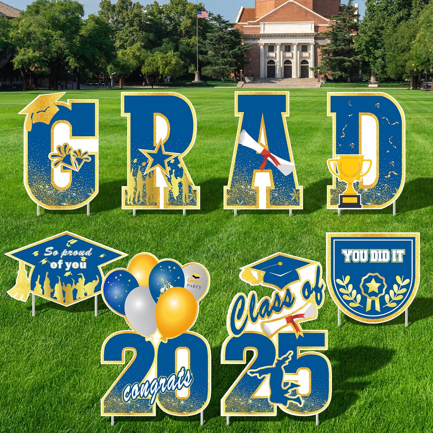 Amazon.com : SVNVIOZ 24 Inch High GRAD Yard Signs Graduation Decoration ...